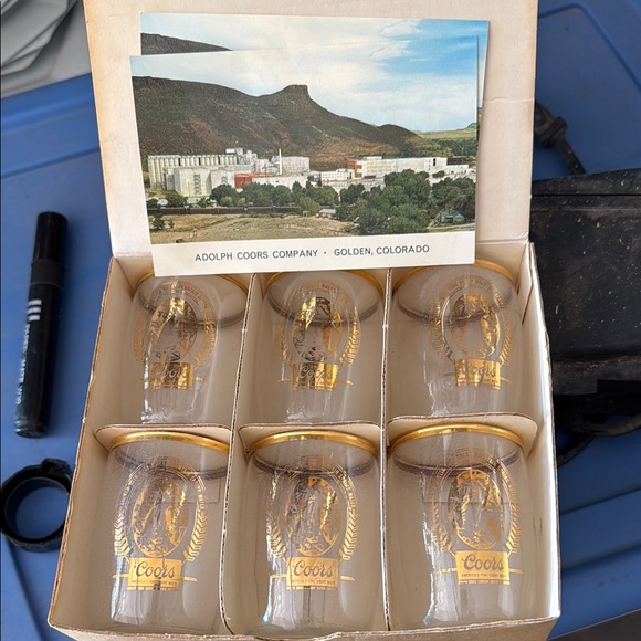 coors | Dining | Vintage Coors Golden Glass Set With Box | Poshmark